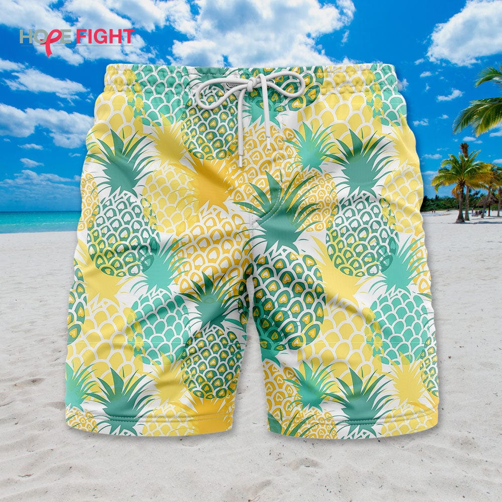 Pineapple Swim Trunks, Yellow & Green Tropical Summer Beach Design ...
